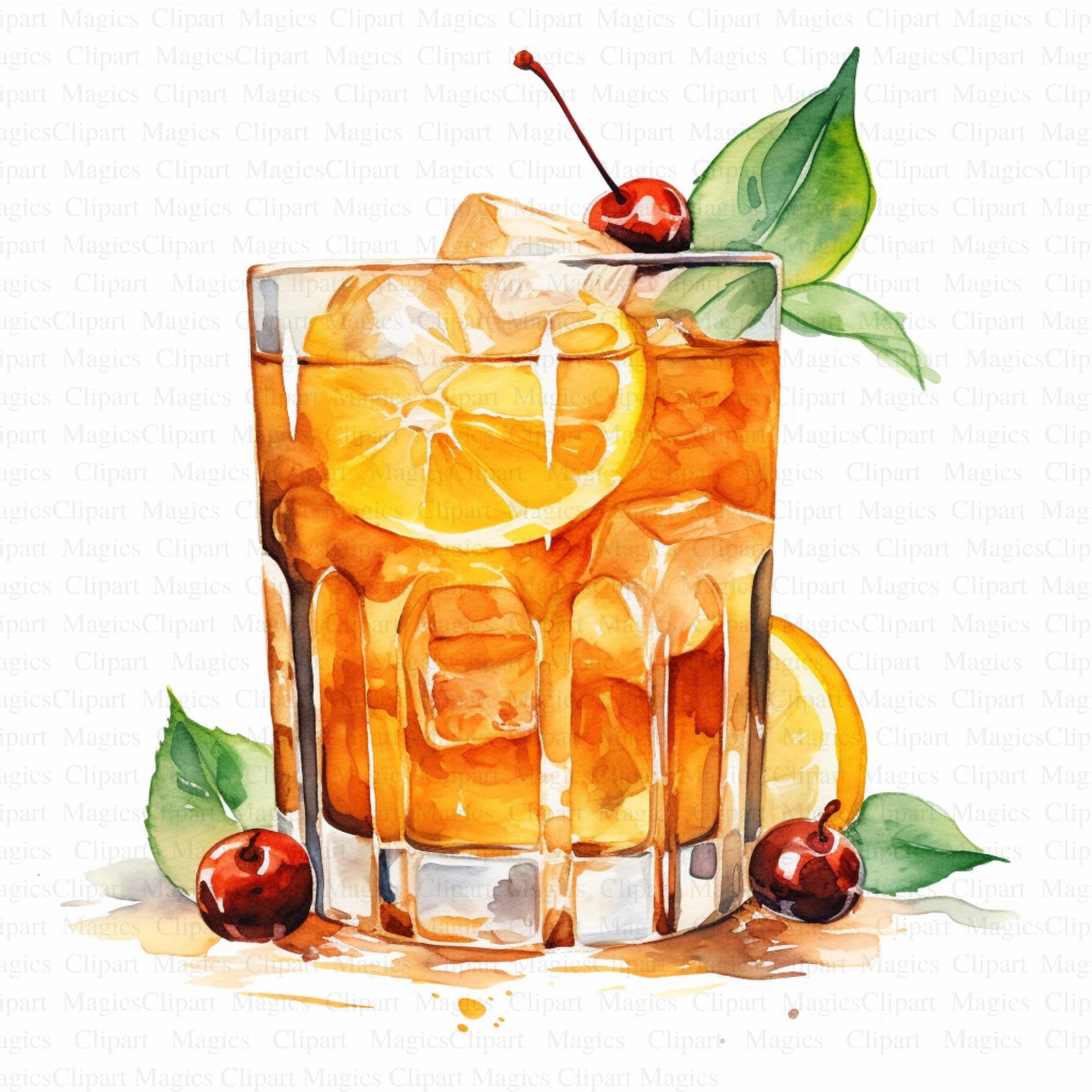 Old Fashioned Cocktail Clipart | Watercolor Drink Illustration (digital ...