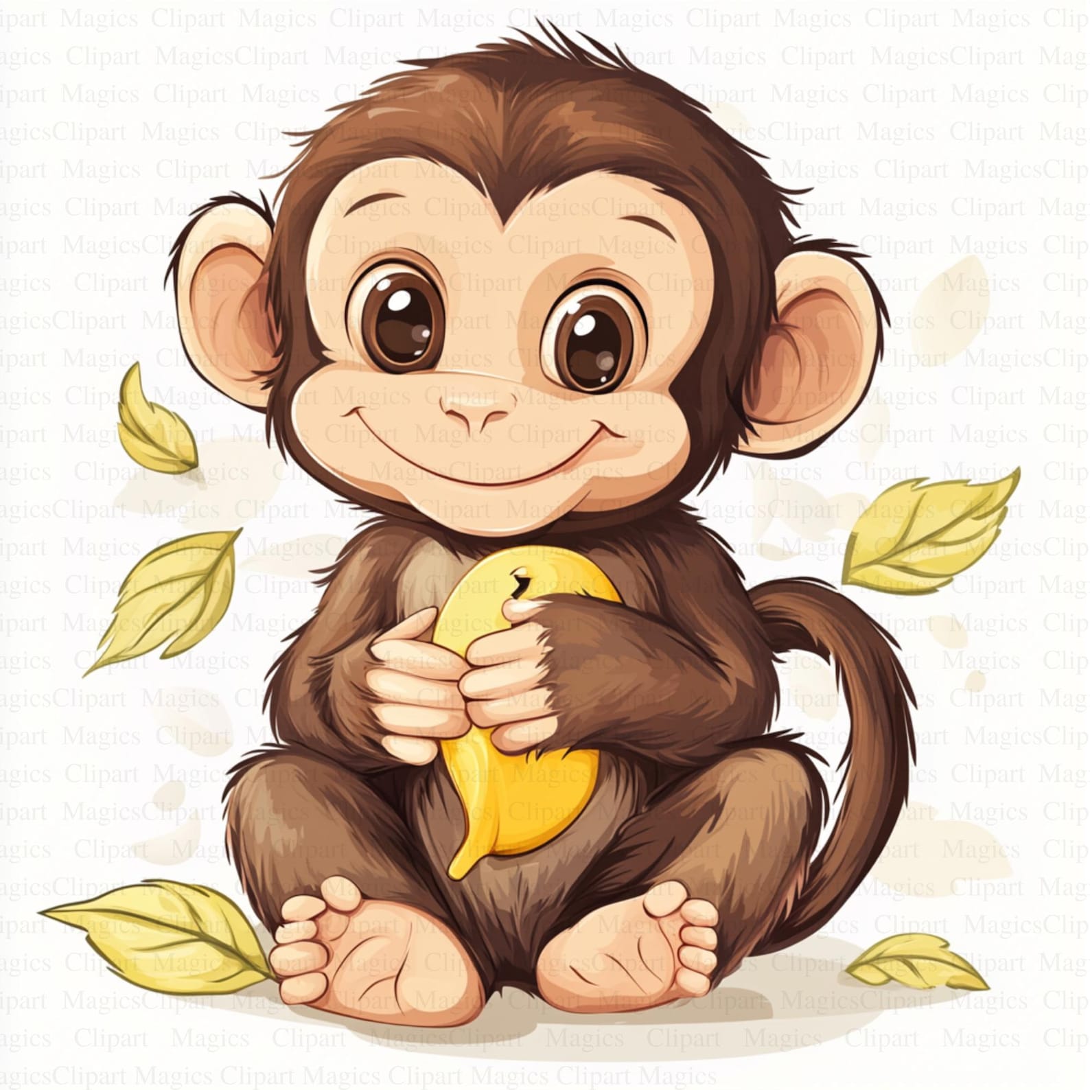 Monkey Baby Clipart | 5 High Quality Jpgs | Digital Download | Monkey ...