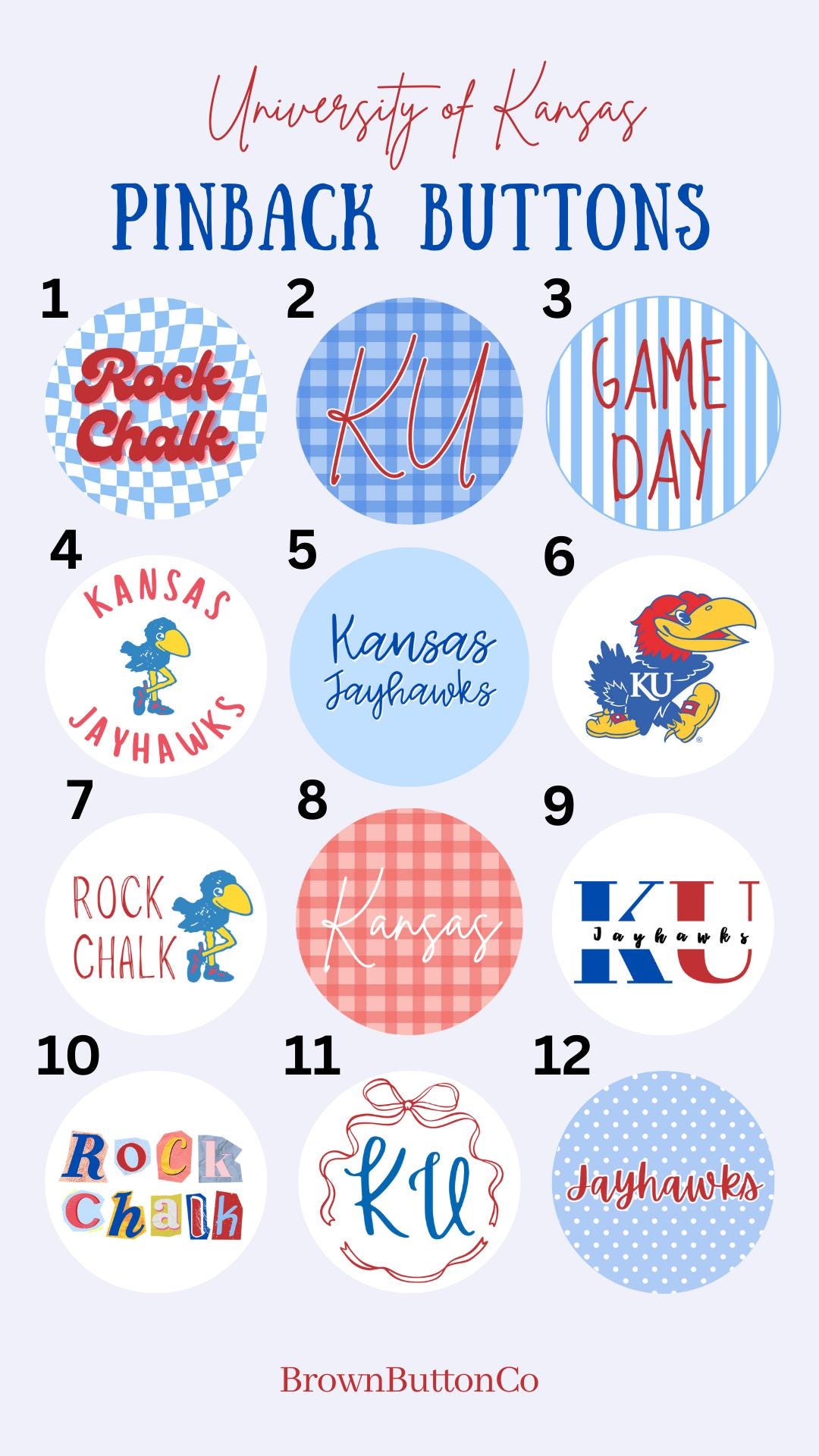 University of Kansas Button Pins - Etsy