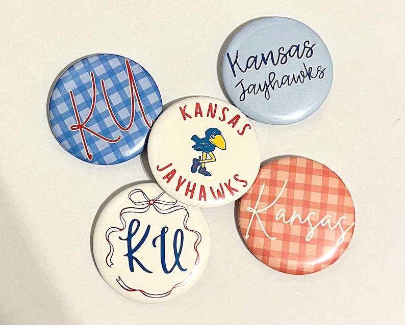 University of Kansas Button Pins - Etsy