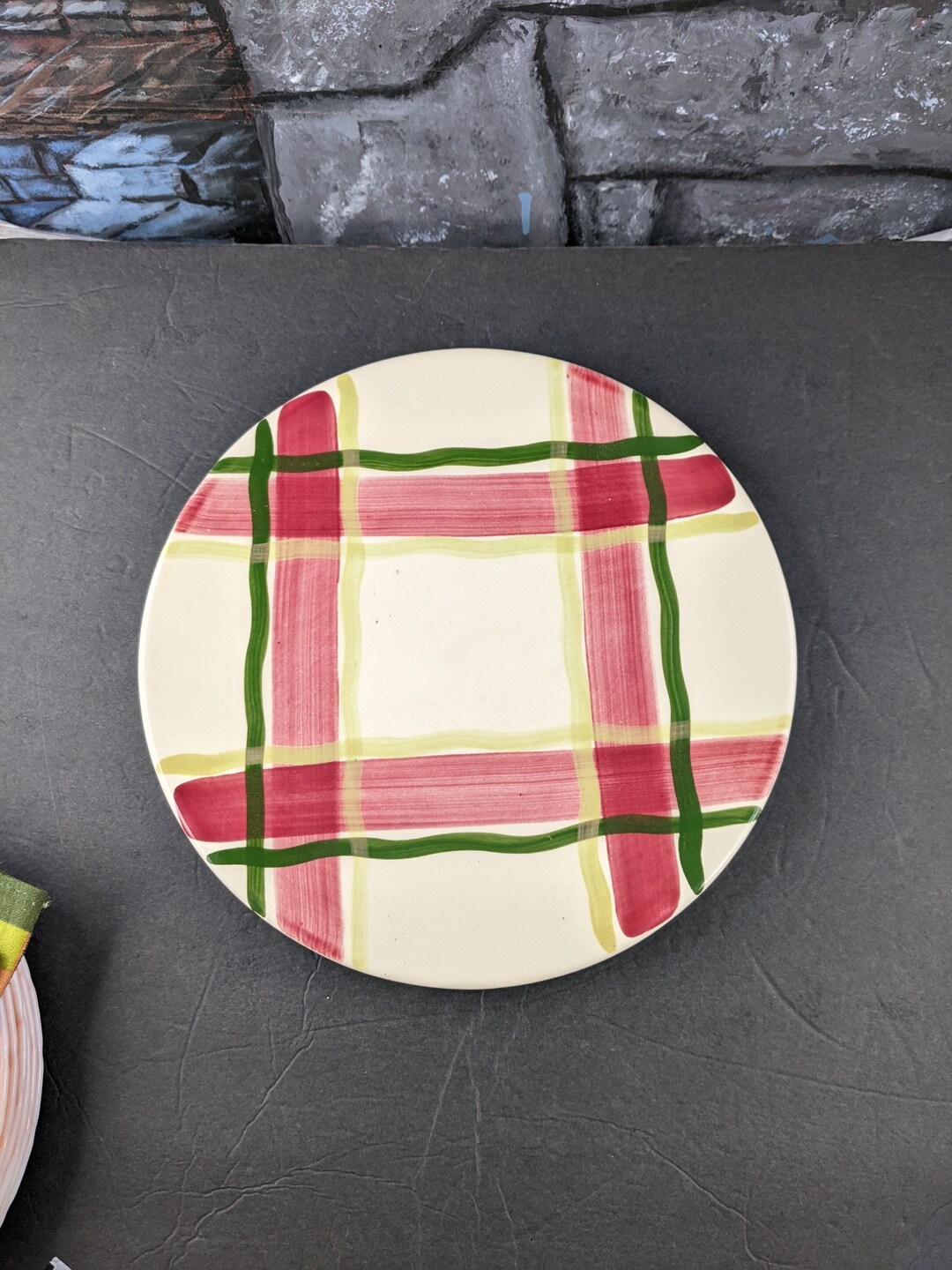 Purinton Normandy Plaid Chop Plate Serving Platter12"centerpiece Slip ...