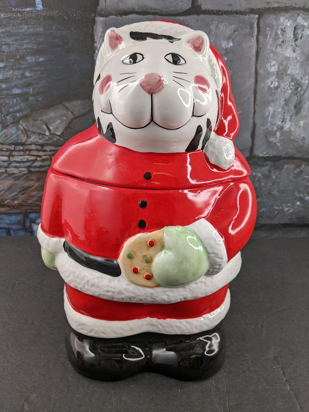 Santa Claws Cat Cookie Jar Coco Dowley Claus Kitty Christmas CIC No ...