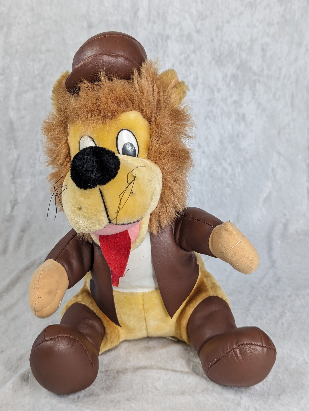 Plush Lion in Suit 12" Stuffed Animal Kuddle Me Toys Faux Leather Hat ...