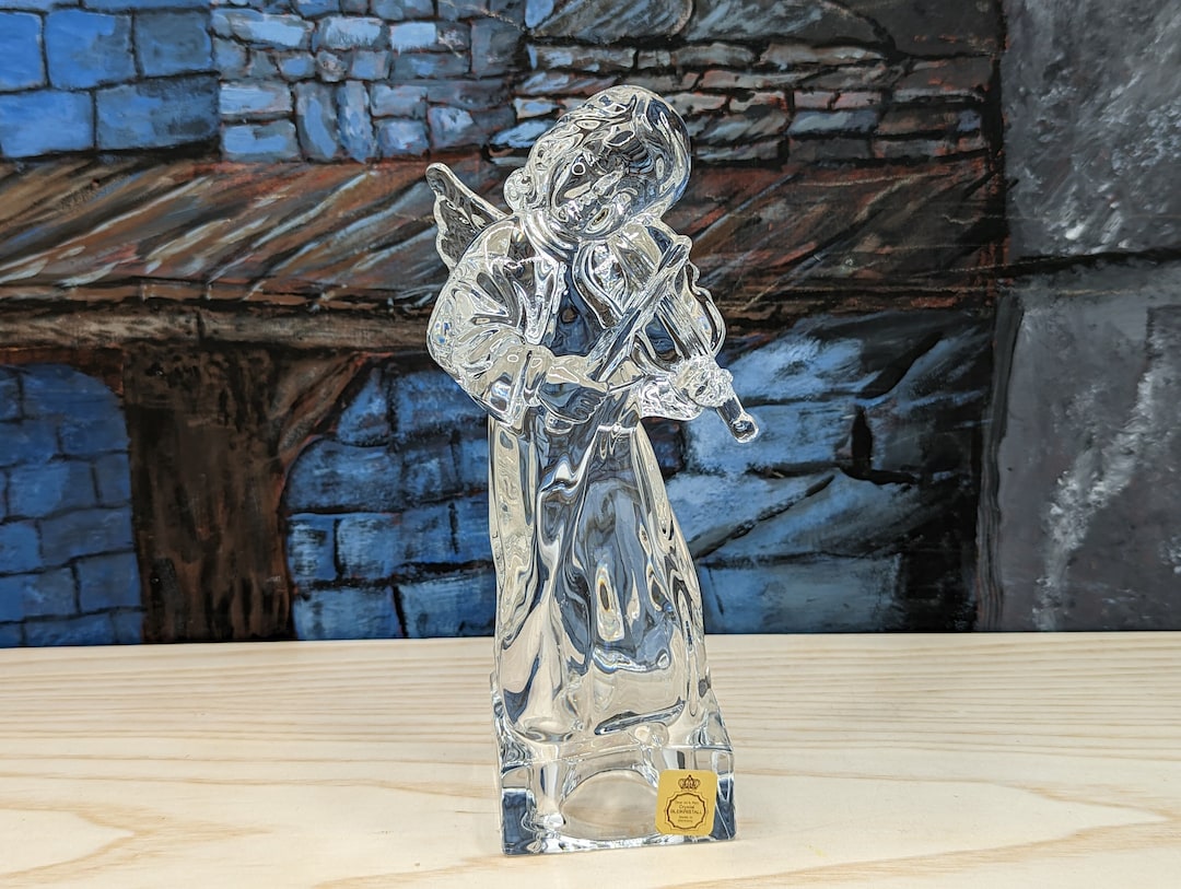 Bleikristall Crystal Christmas Angel Playing Violin Figurine 24% Lead ...