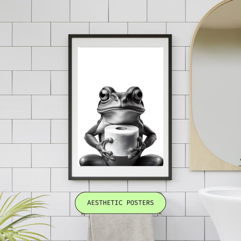 Judgy Frog Printable | Funny Bathroom Wall Art | Digital Frog Print ...