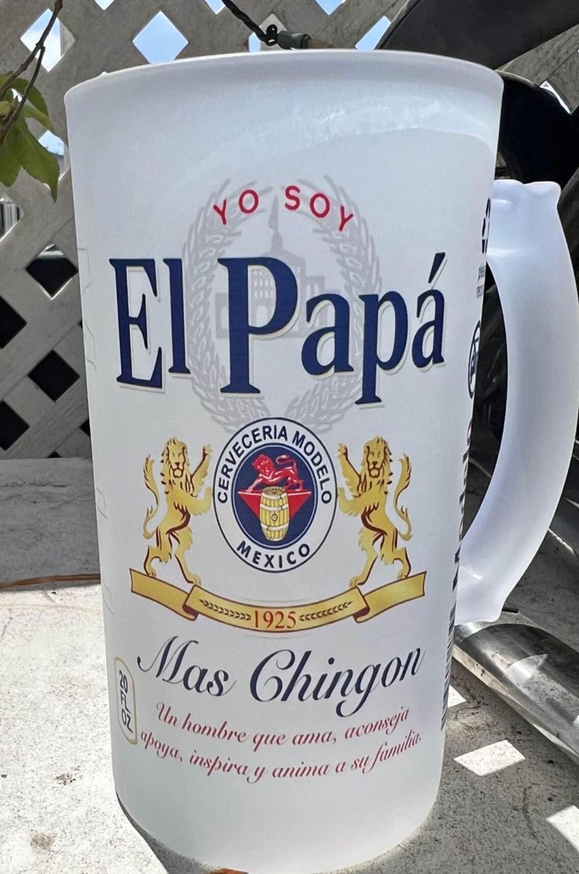 16 Oz Beer Mug Modelo Especial Beer El Papa Más Chingon Fathers Day Dia ...