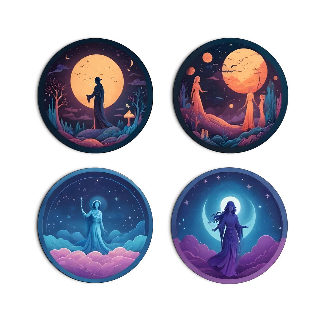 4 Piece Wooden Mystic Wall Art Set for Living Room Bedroom Bathroom ...