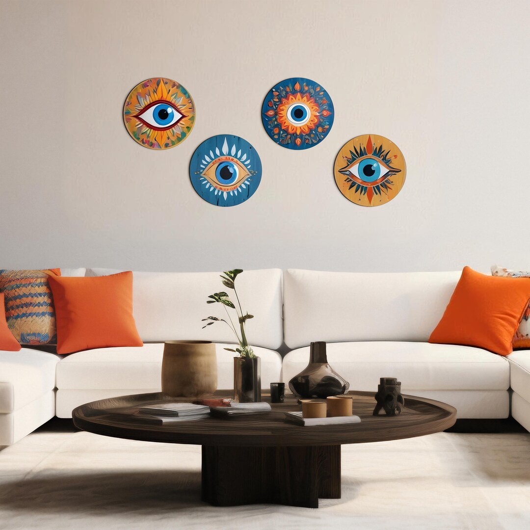 4 Piece Wooden Mystic Wall Art Set for Living Room Bedroom Bathroom ...
