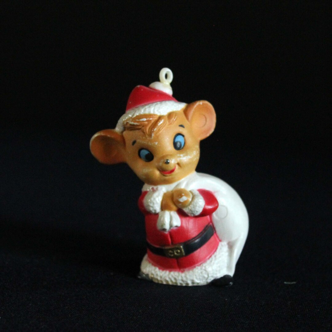 Vintage Santa Mouse Christmas Ornament - Kitsch Holiday Decoration ...