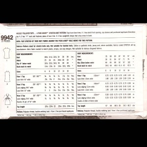 1981 Misses Pullover Tops Simplicity Pattern 9942 Vintage Sewing ...