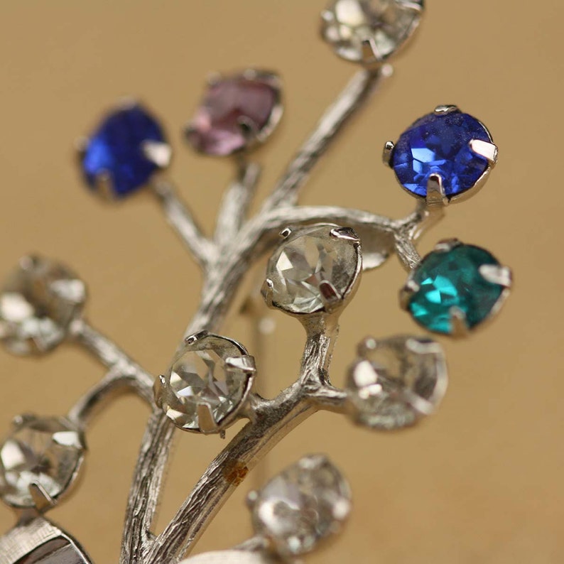Sterling Silver Rhinestone Branch Brooch - Vintage Costume Jewelry - Etsy