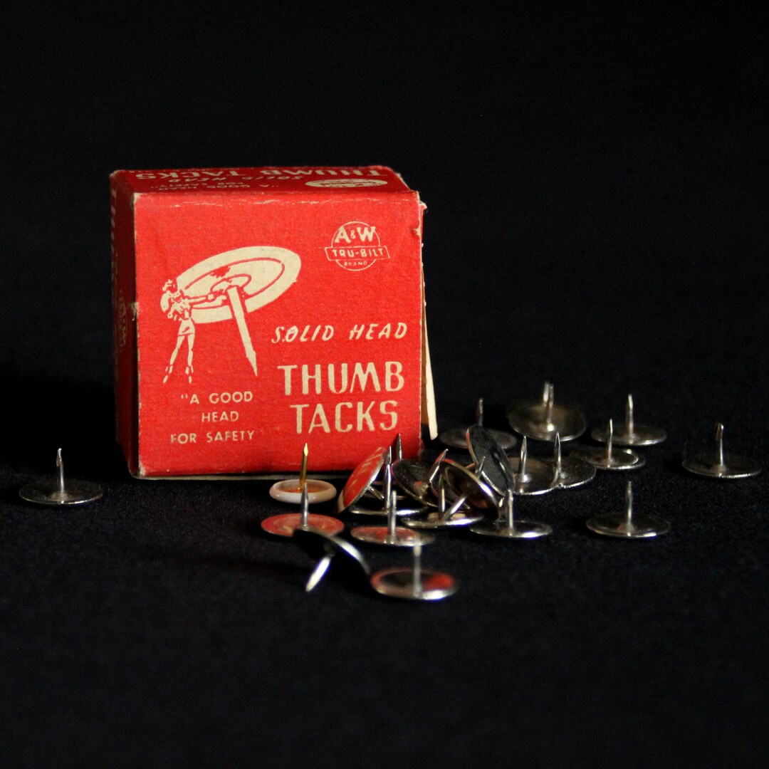 Vintage A&W Tru-bilt Brand Solid Head Thumbtacks 1/2 Inch Type 2 Class ...