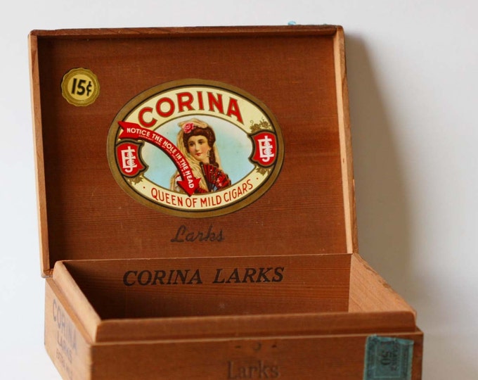 Corina Larks Extra Mild Wooden Cigar Box C. 1935 - Etsy