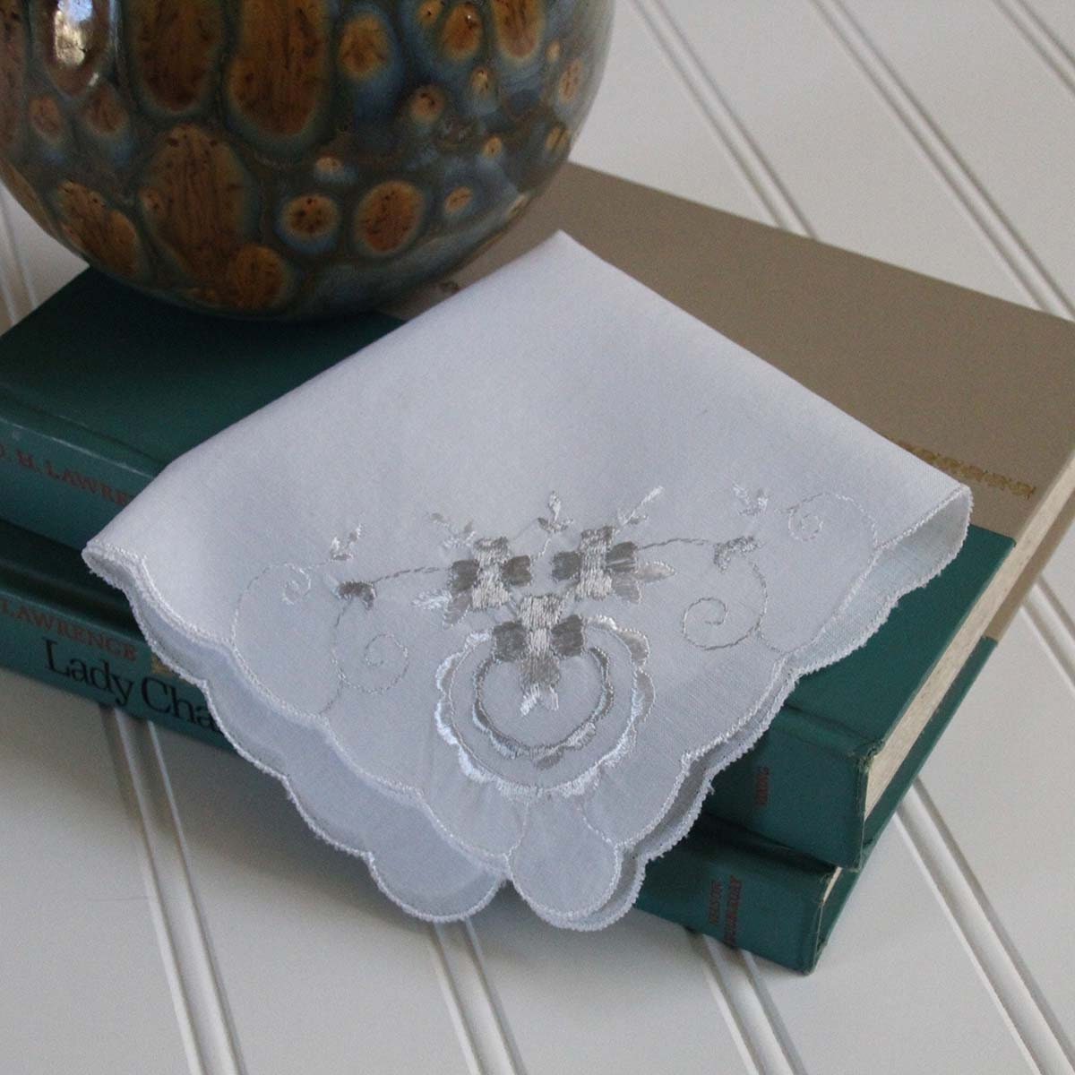 Vintage Handkerchief in White with Embroidered Floral Design | Etsy