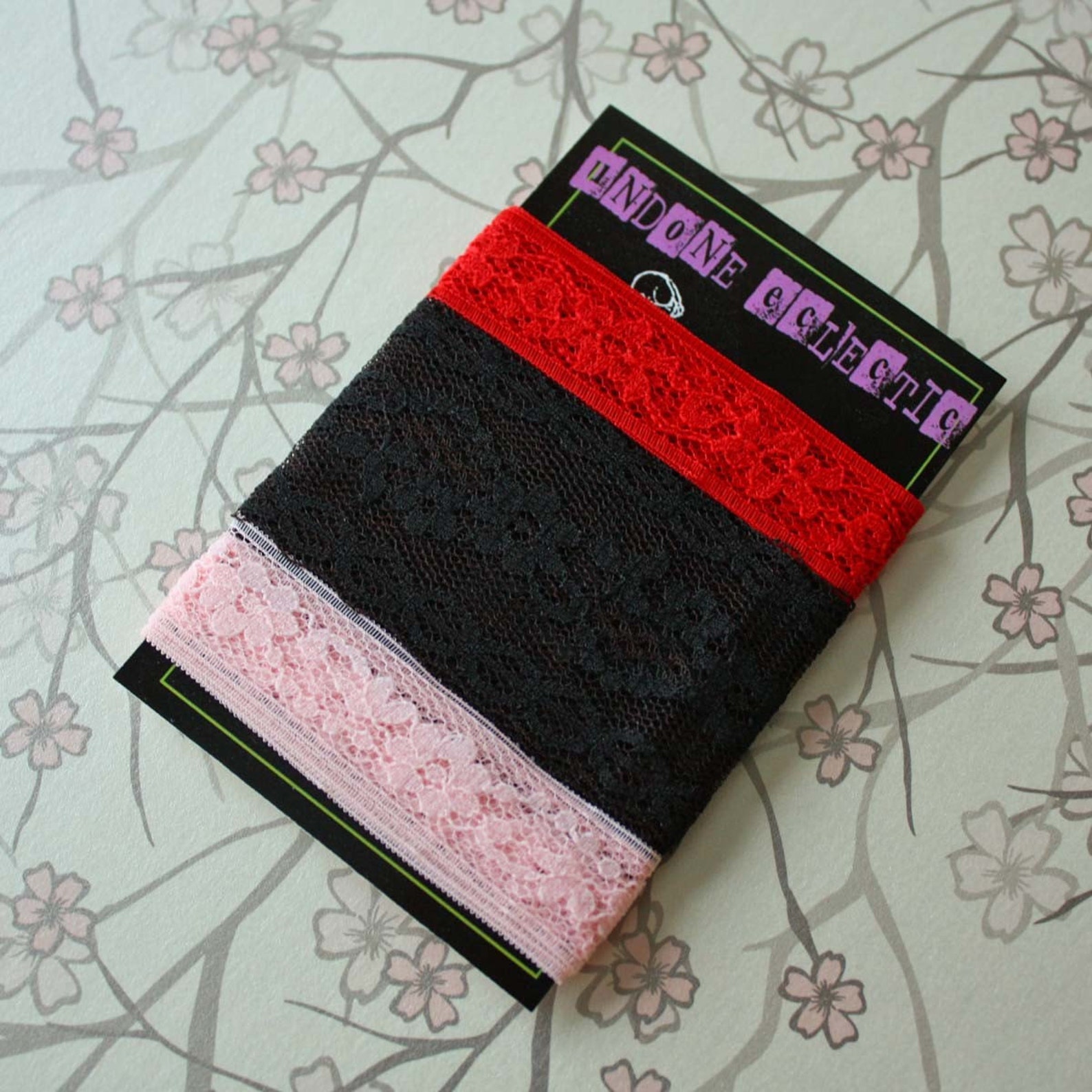 Trio of Vintage Lace in Candy Apple Red, Midnight Black, and Cotton ...