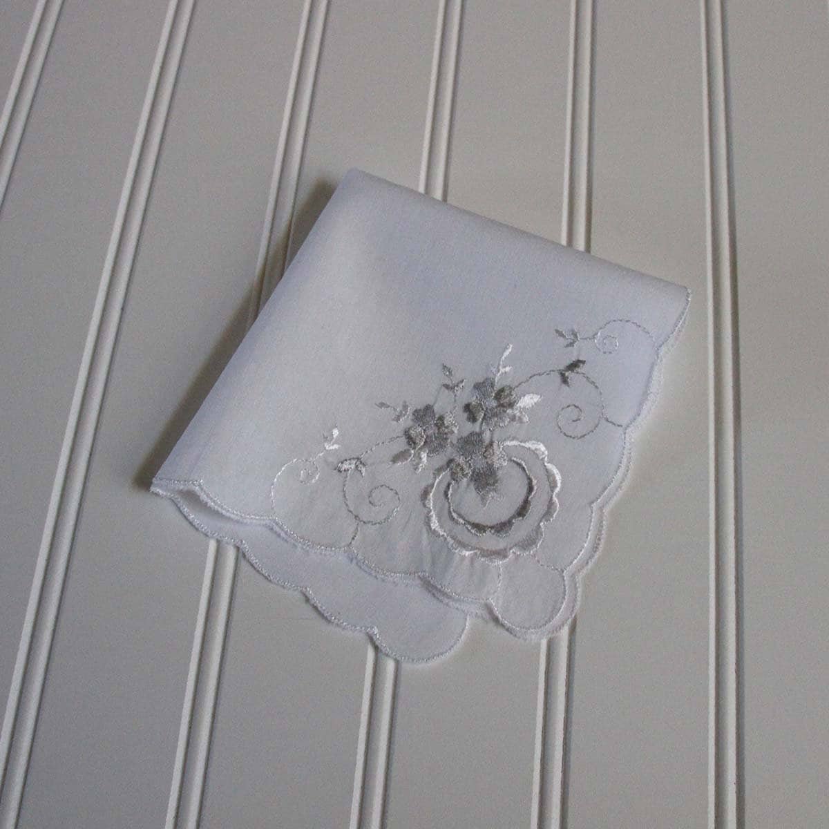 Vintage Handkerchief in White with Embroidered Floral Design | Etsy