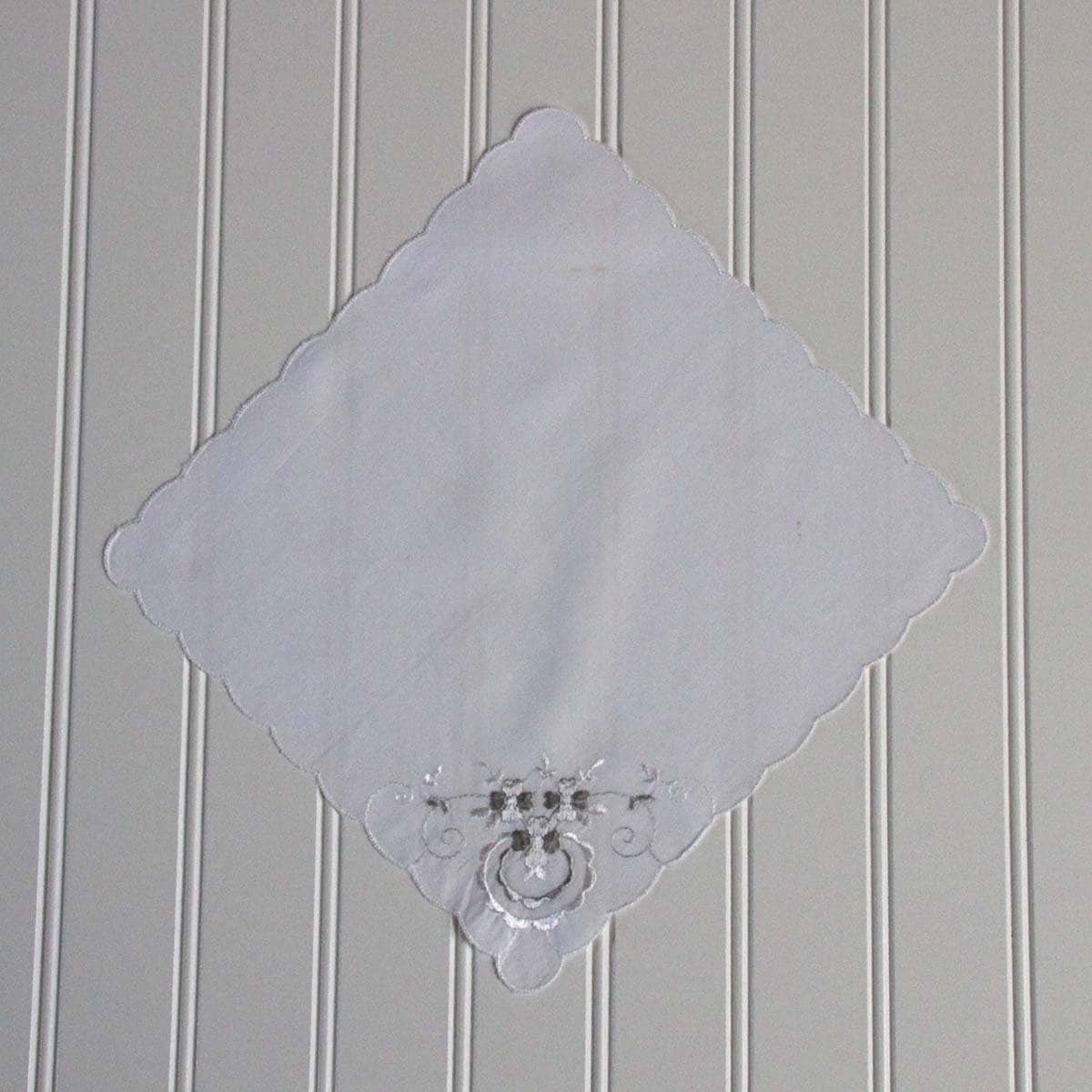 Vintage Handkerchief in White with Embroidered Floral Design | Etsy