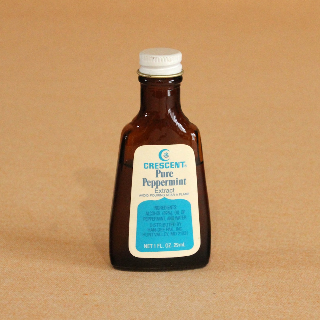 Vintage Crescent Extract Bottle - Pure Peppermint Extract - Han-dee Pak, Inc. - 1 Oz - Retro ...