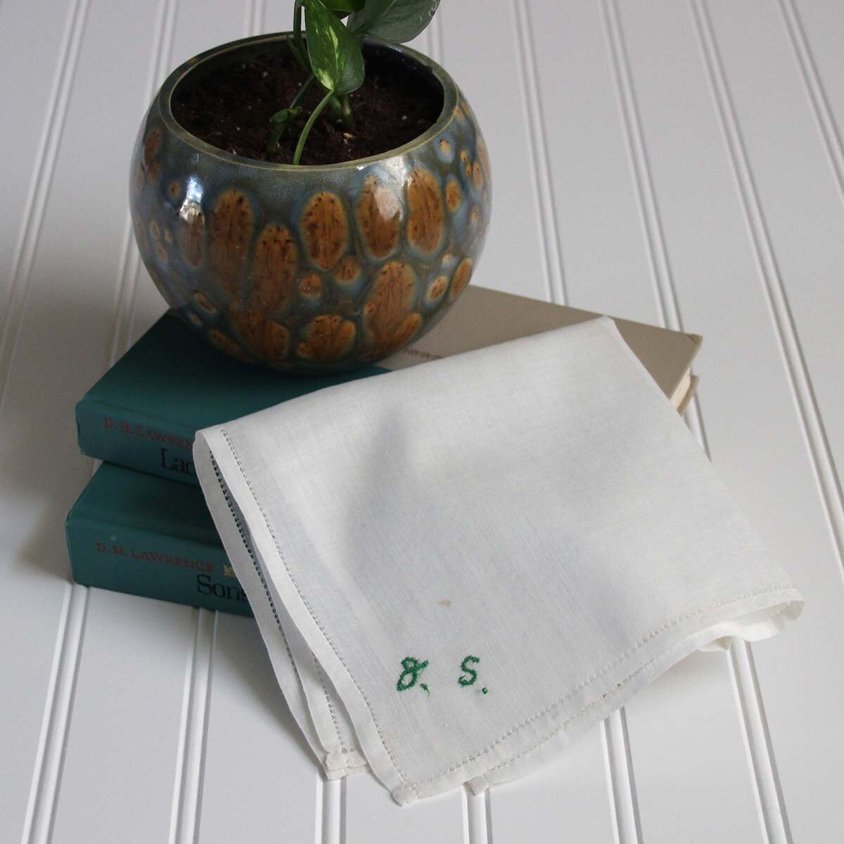 Vintage Handkerchief in White With Embroidered Monogram Letters G. S ...