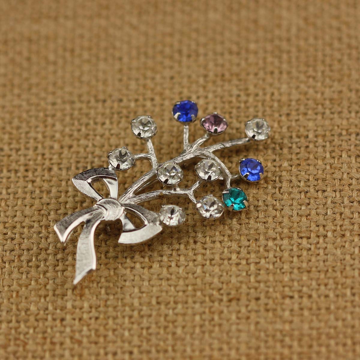 Sterling Silver Rhinestone Branch Brooch Vintage Costume | Etsy