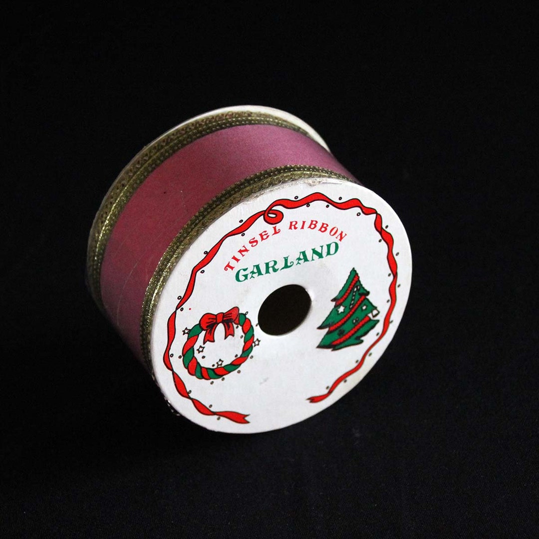 Vintage Tinsel Ribbon Garland on Original Spool - Fantasia Brand - Pink ...
