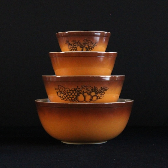 Pyrex Nesting Cinderella Mixing Bowls Old Orchard Set of 3 401, 402 ...