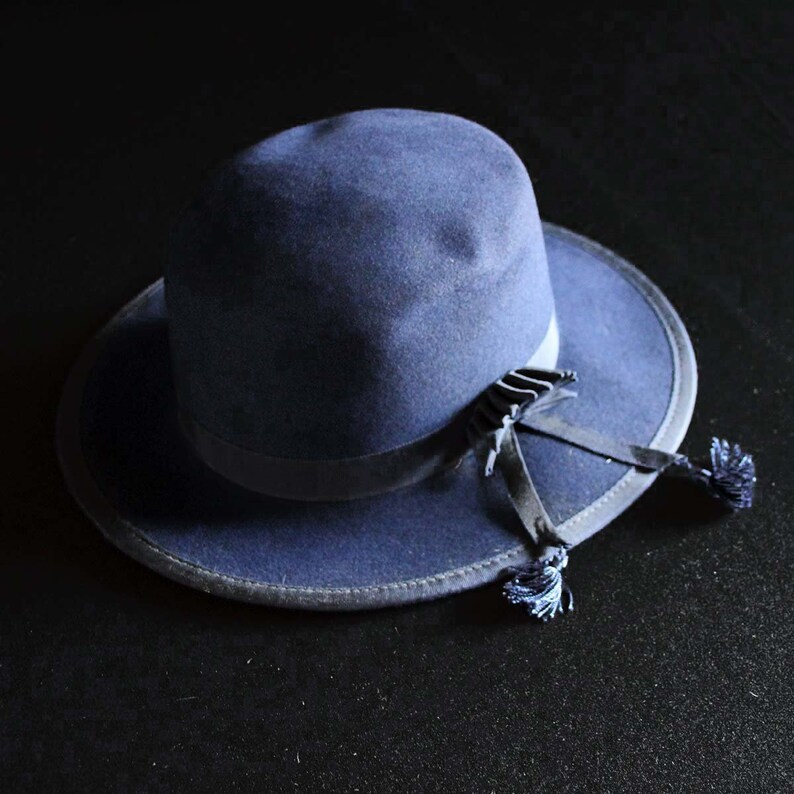 Vintage Henry Pollak Ritz Wool Hat in Navy Blue - Brimmed Hat ...