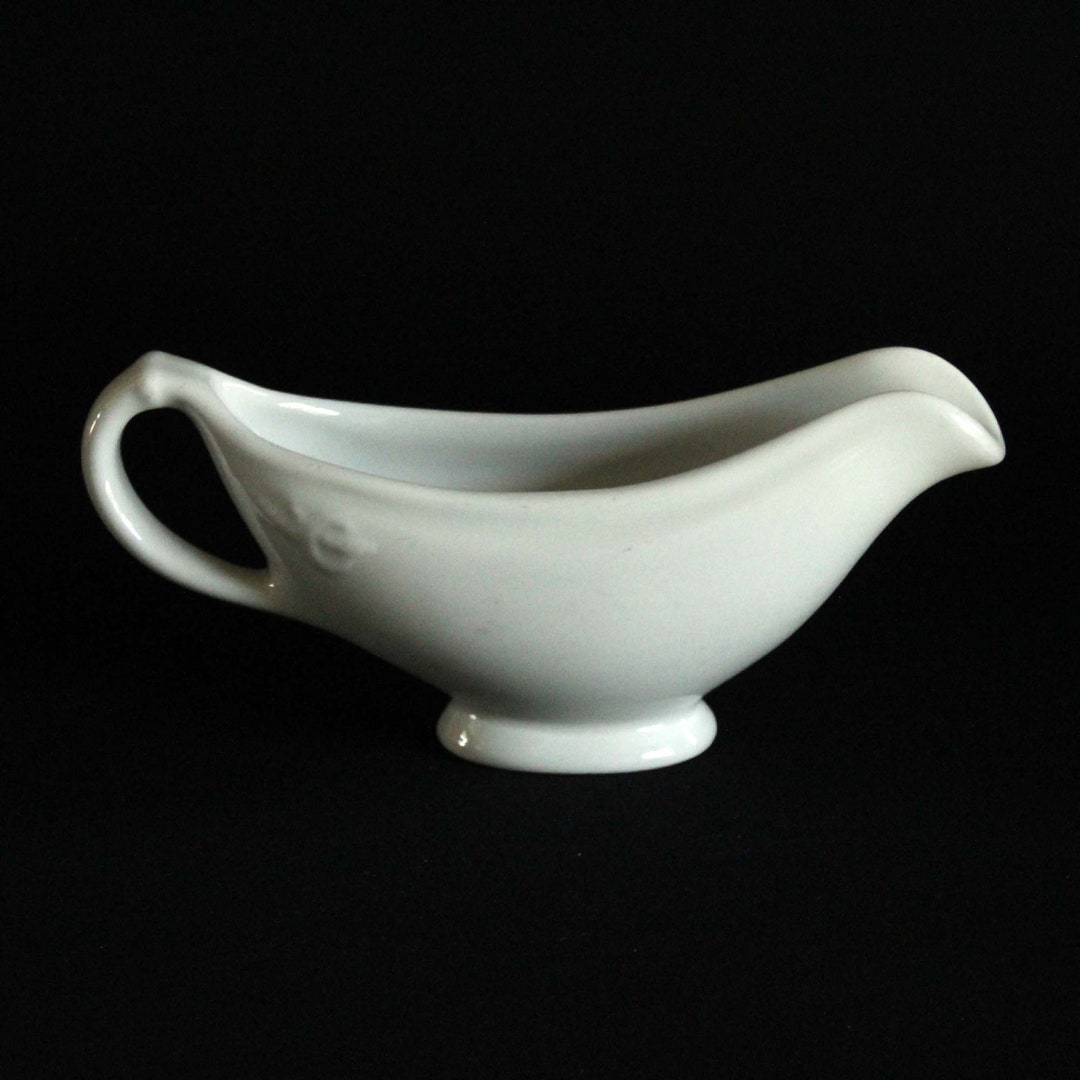 Vintage Hall Pottery Gravy Boat - White Ironstone Restaurant Ware ...