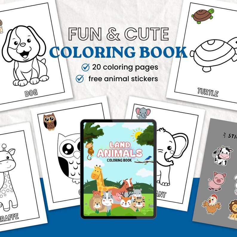 20 Coloring Pages Cute Animals Coloring Book Printable Coloring ...