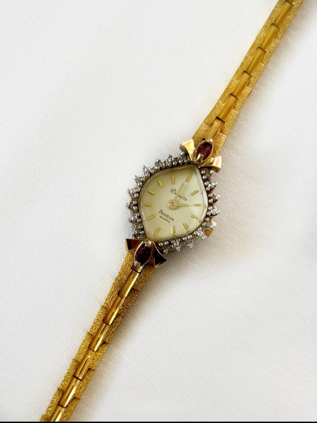Deauville Armitron Quartz Ruby Gold Watch - Etsy