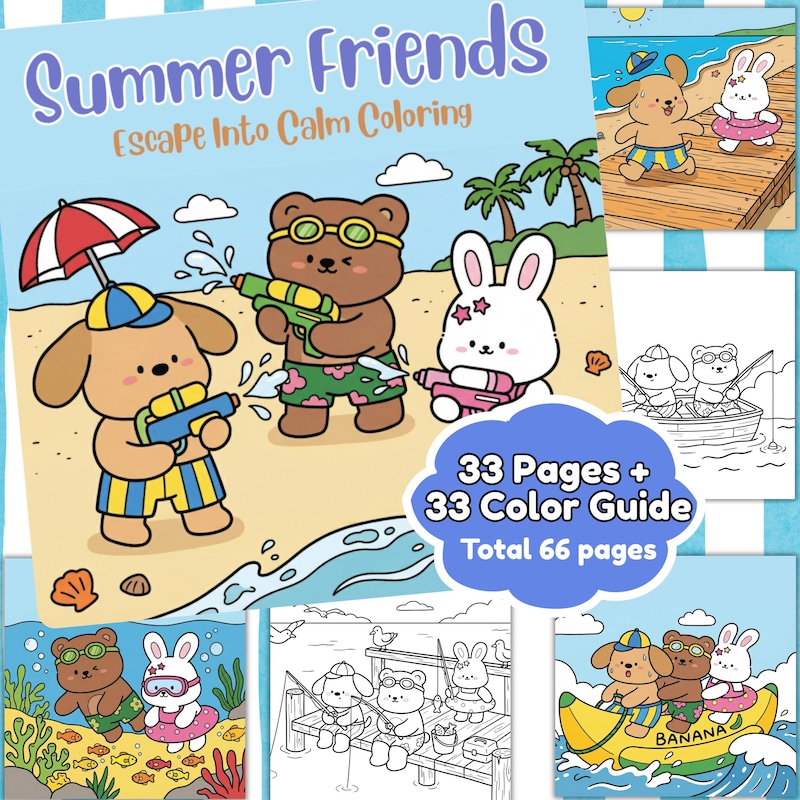 Spring Kawaii Color Page - Etsy