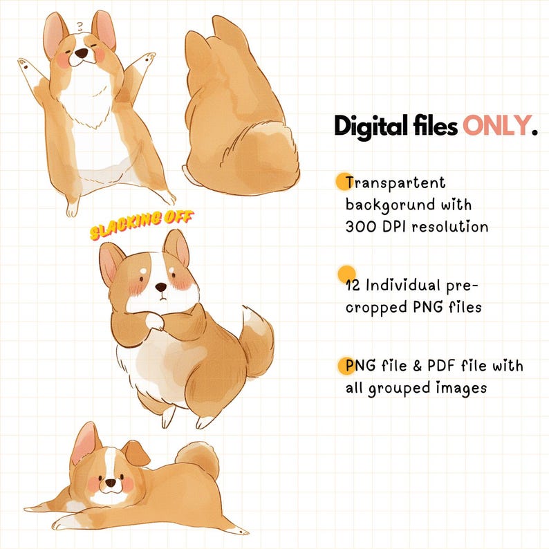 Cute Corgi Digital Sticker|sticker Pack Corgi|funny Dog Sticker|puppy ...