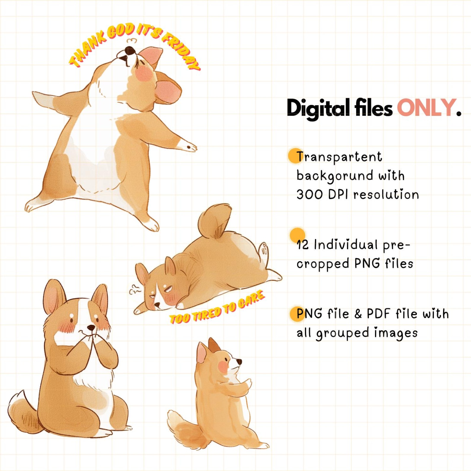 Cute Corgi Digital Sticker|sticker Pack Corgi|funny Dog Sticker|puppy ...