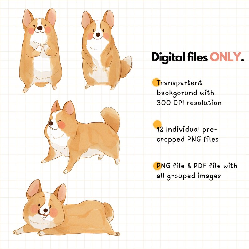 Cute Corgi Digital Sticker|sticker Pack Corgi|funny Dog Sticker|puppy Sticker|office Sticker ...