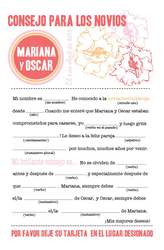 Items similar to Spanish Version Mad Libs PDF FILE Print Yourself ...