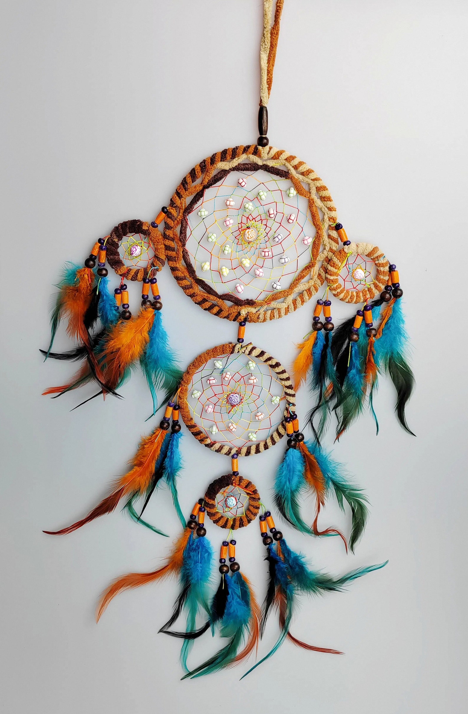 Hand Woven New Creative Indian Girl Series Five Ring Dream Catcher Net ...