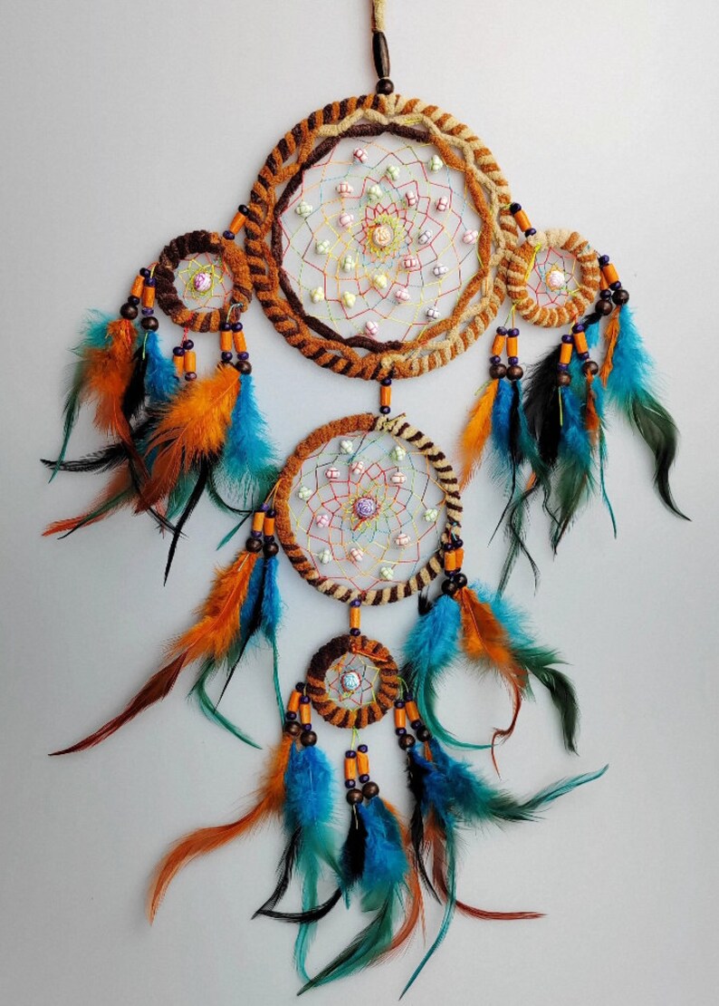 Hand Woven New Creative Indian Girl Series Five Ring Dream Catcher Net ...