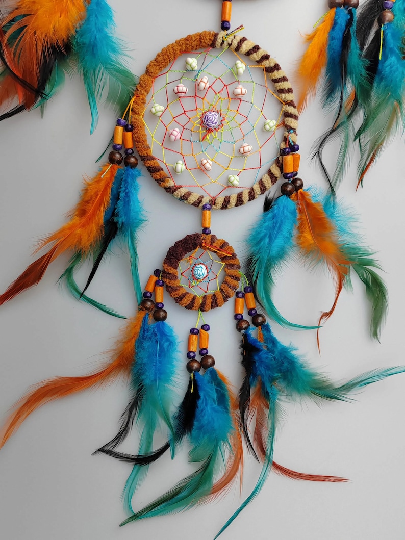 Hand Woven New Creative Indian Girl Series Five Ring Dream Catcher Net ...