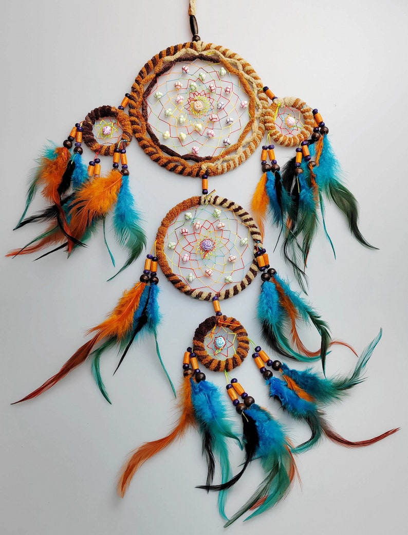 Hand Woven New Creative Indian Girl Series Five Ring Dream Catcher Net ...