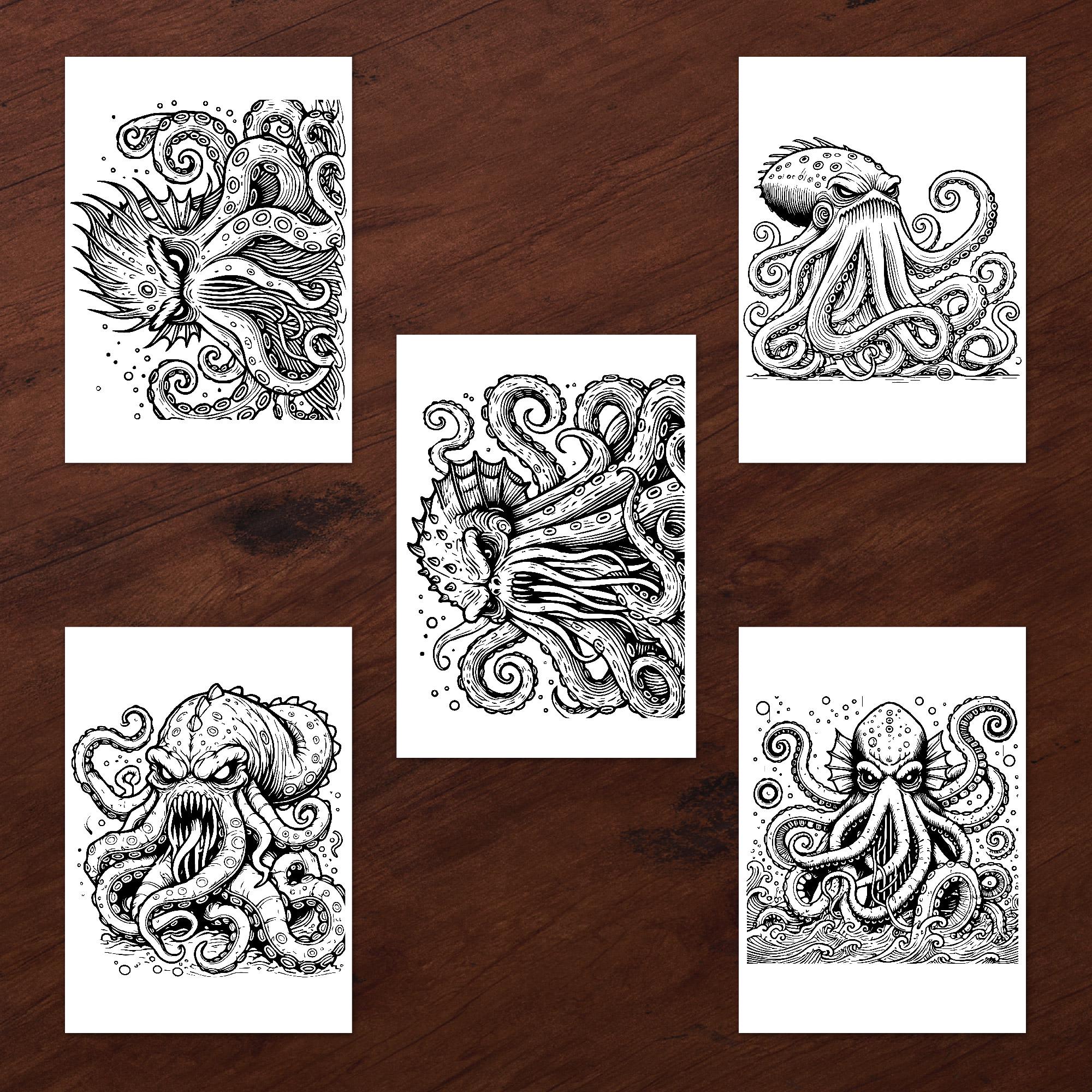 Kraken Coloring Pages, Kid's Mythical Coloring Sheets, Printable ...