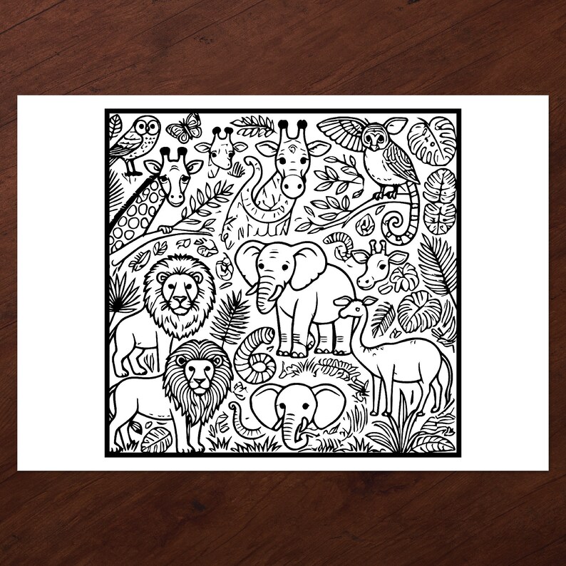 Jungle Themed Coloring Pages, Kids Jungle Animal Coloring Sheets ...