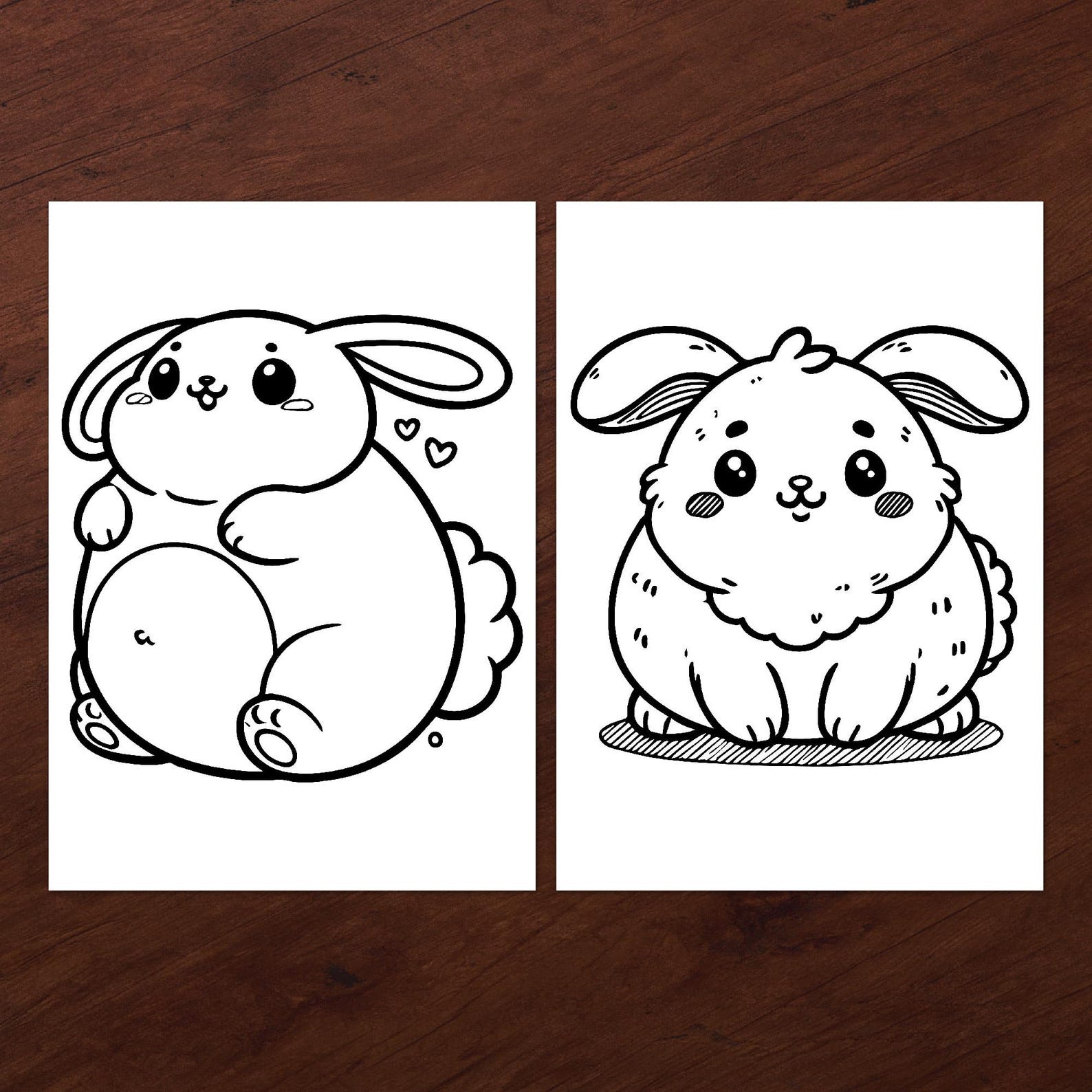 Cute Bunny Coloring Pages, Kids Rabbit Coloring Sheets, Printable ...