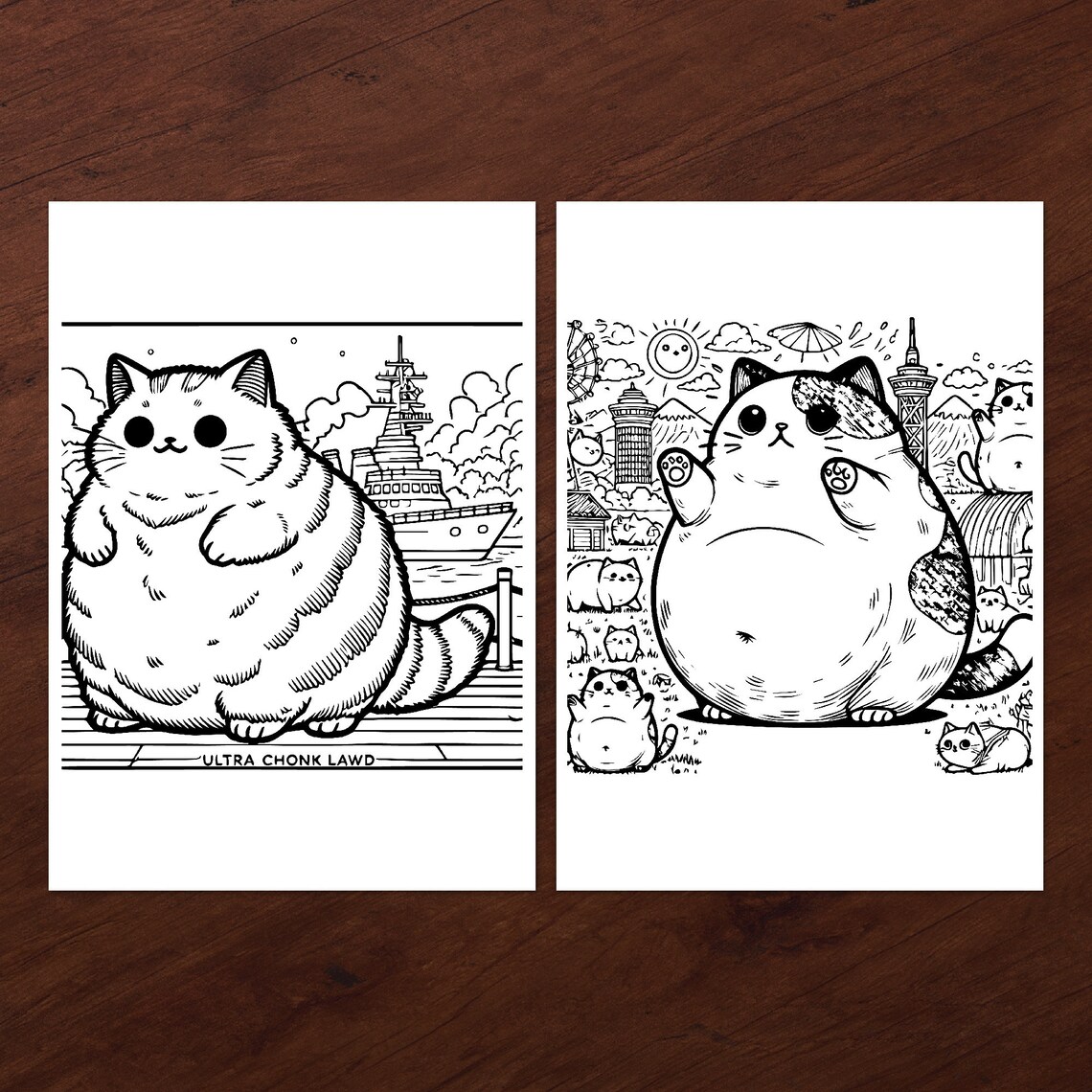 Ultra Fat Cats Coloring Pages, Kids Chunky Cat Coloring Sheets ...