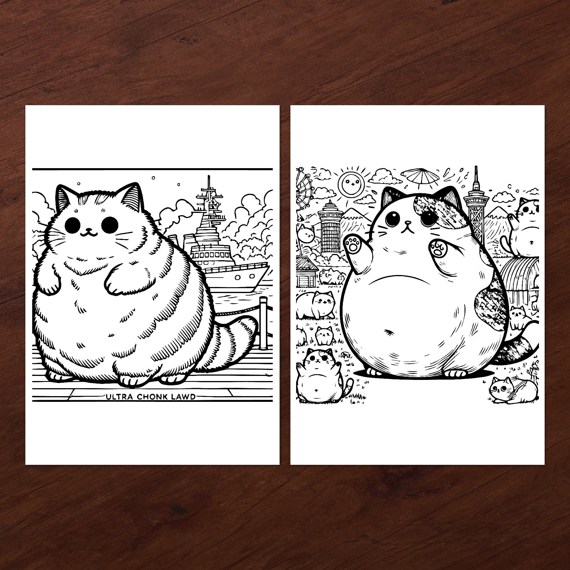 Ultra Fat Cats Coloring Pages, Kids Chunky Cat Coloring Sheets ...