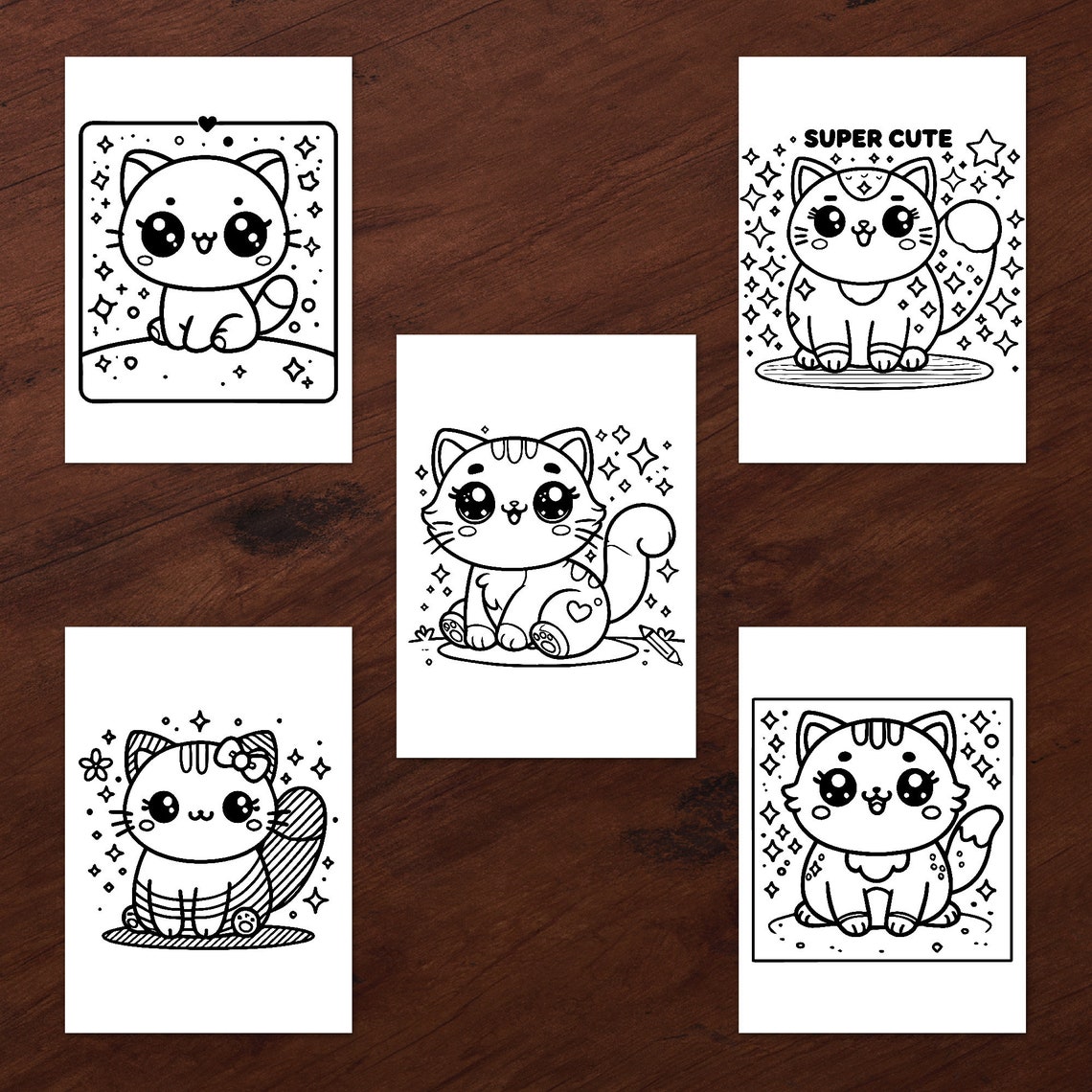 Cute Cat Coloring Pages, Kids Cat Coloring Sheets, Printable PDF ...
