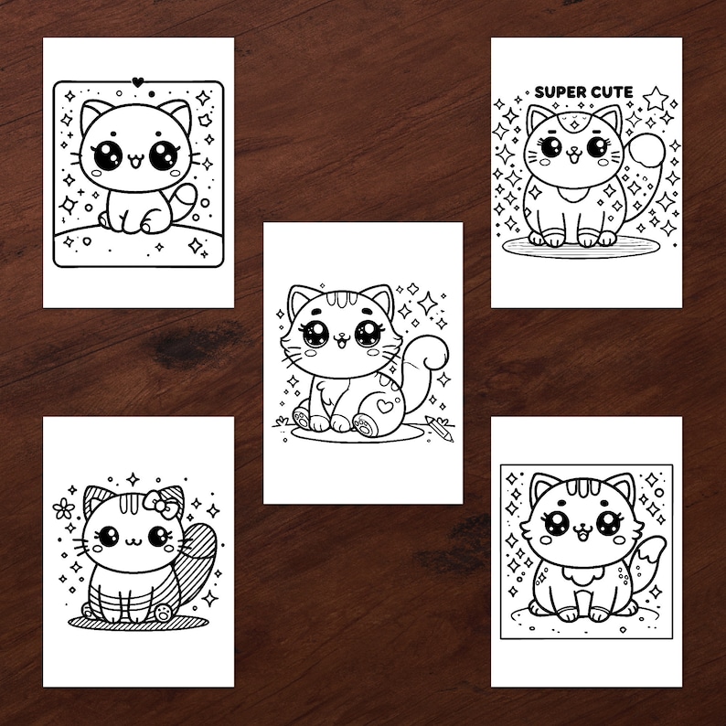 Cute Cat Coloring Pages, Kids Cat Coloring Sheets, Printable PDF ...