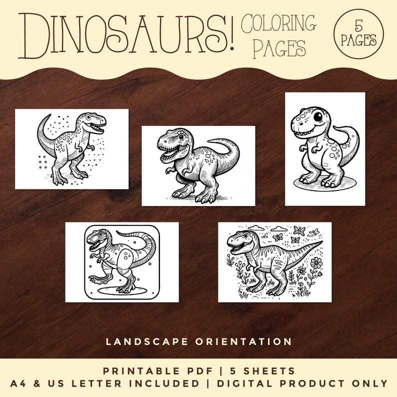 T Rex Coloring Pages, Kids Dinosaur Coloring Sheets, Printable PDF ...