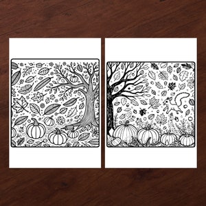 Autumn Coloring Pages, Kids Seasonal Coloring Sheets, Printable ...