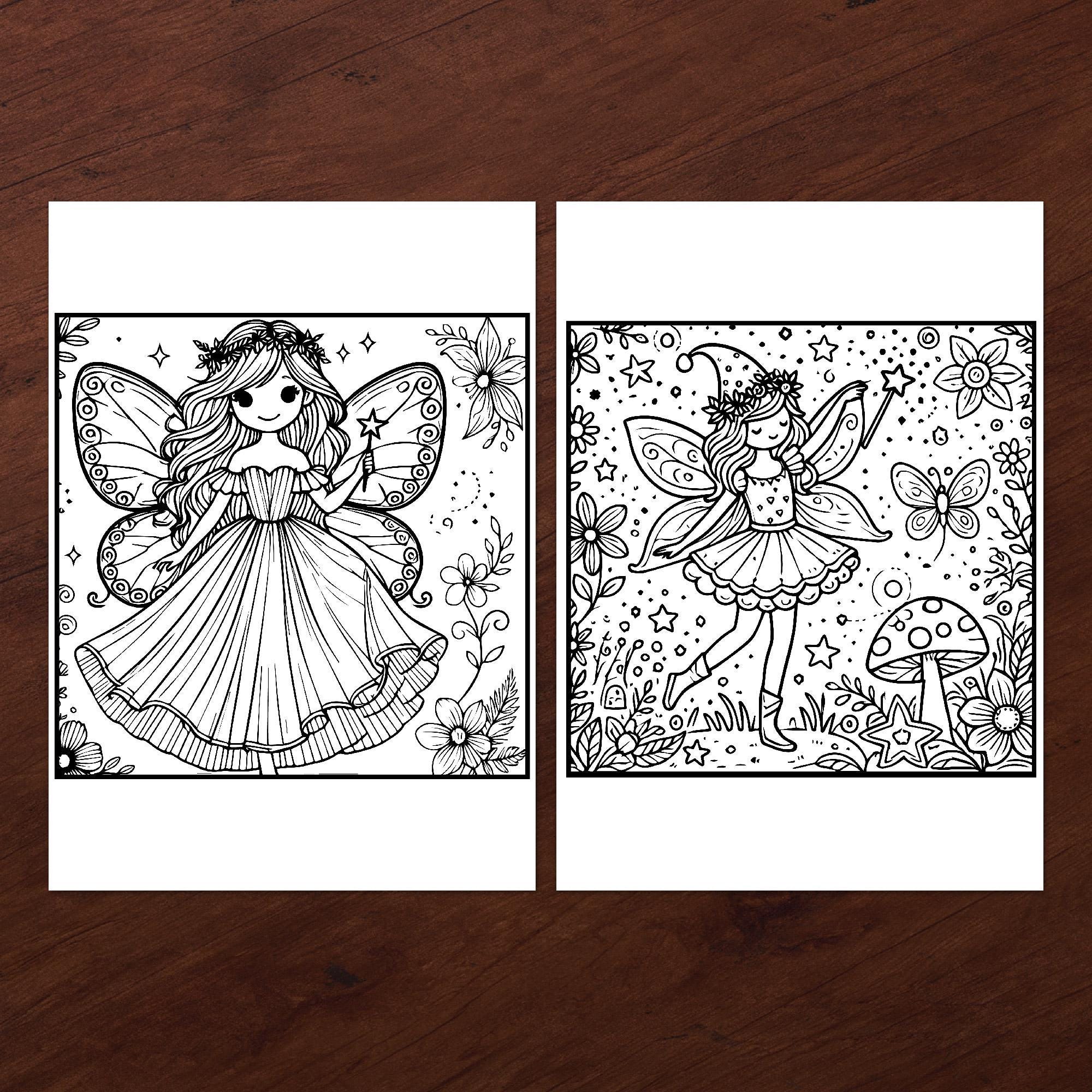 Fairy Coloring Pages, Kids Fantasy Coloring Sheets, Printable Coloring ...