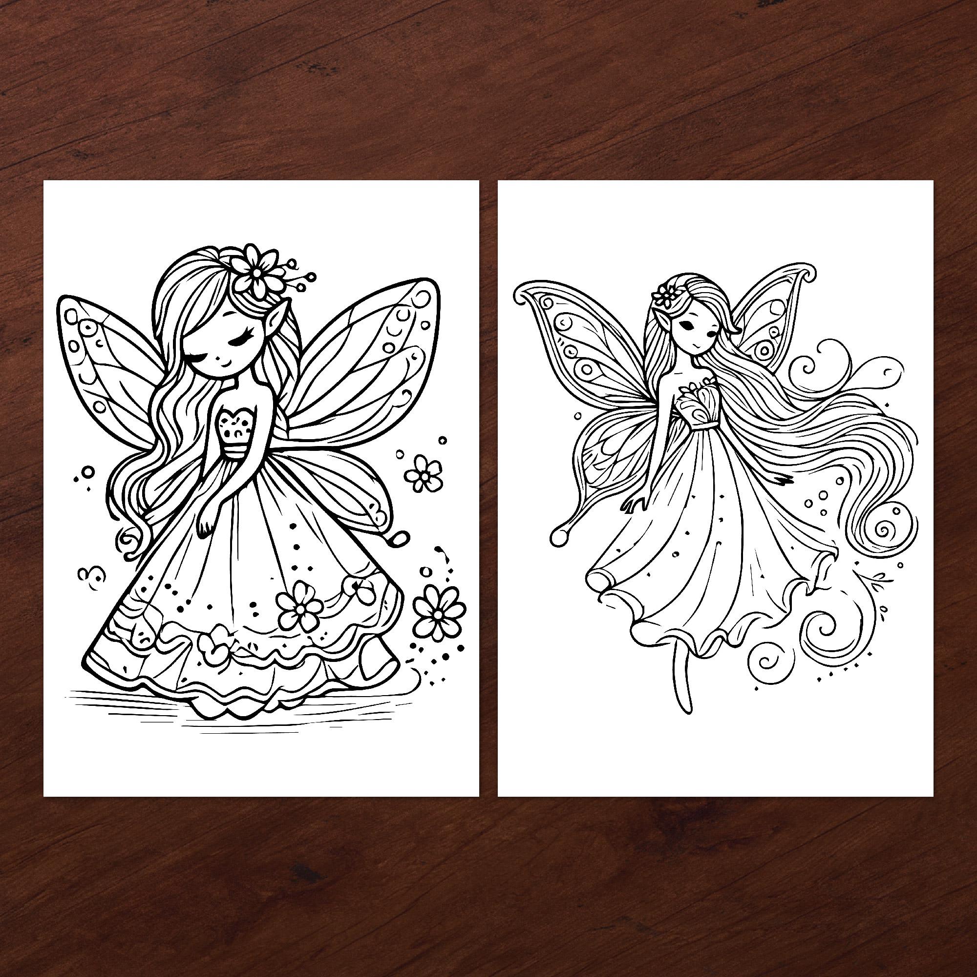 Magical Fairy Coloring Pages, Kids Fantasy Coloring Sheets, Printable ...